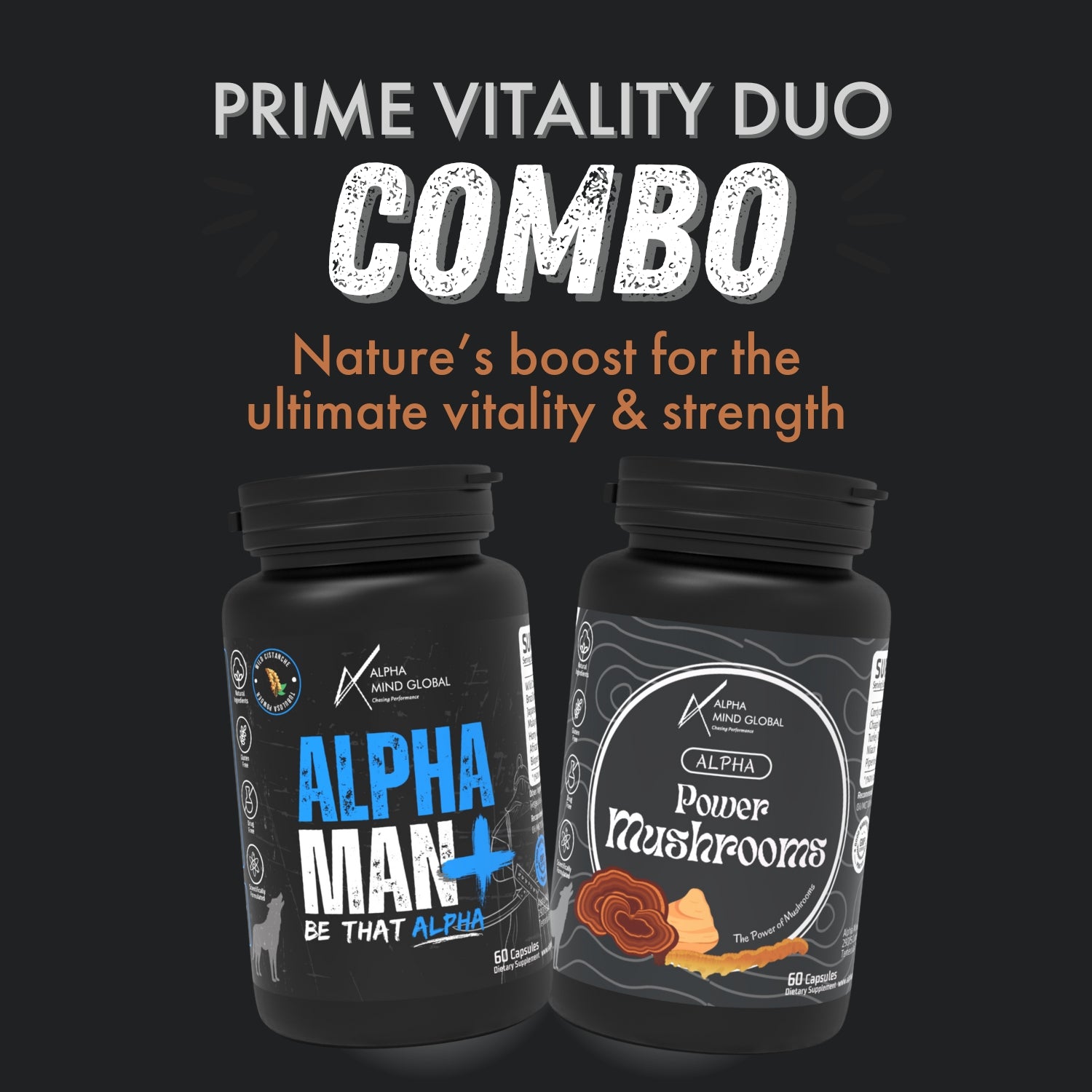 Prime Vitality Duo (Alpha Man+ & Alpha Power Mushrooms) Combo – Alpha ...